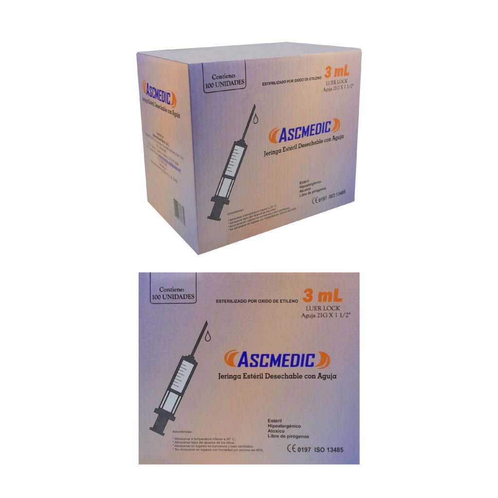 Jeringa Estéril con Aguja 3 ml. | ASCMEDIC